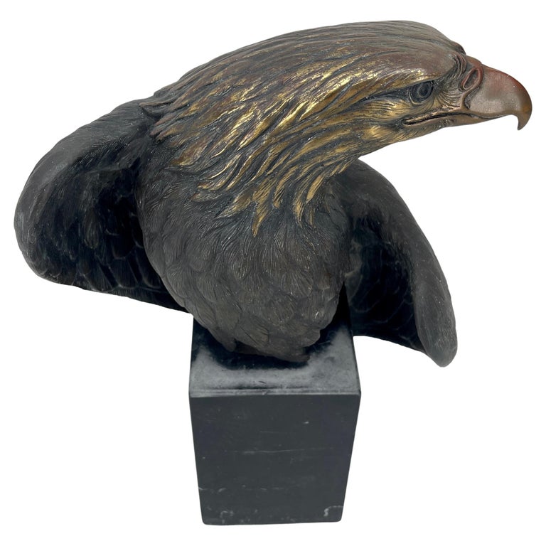Late 19th Century Patinated Bronze Eagle on Black Marble Stand For Sale ...