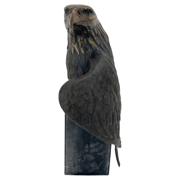 Late 19th Century Patinated Bronze Eagle on Black Marble Stand For Sale ...