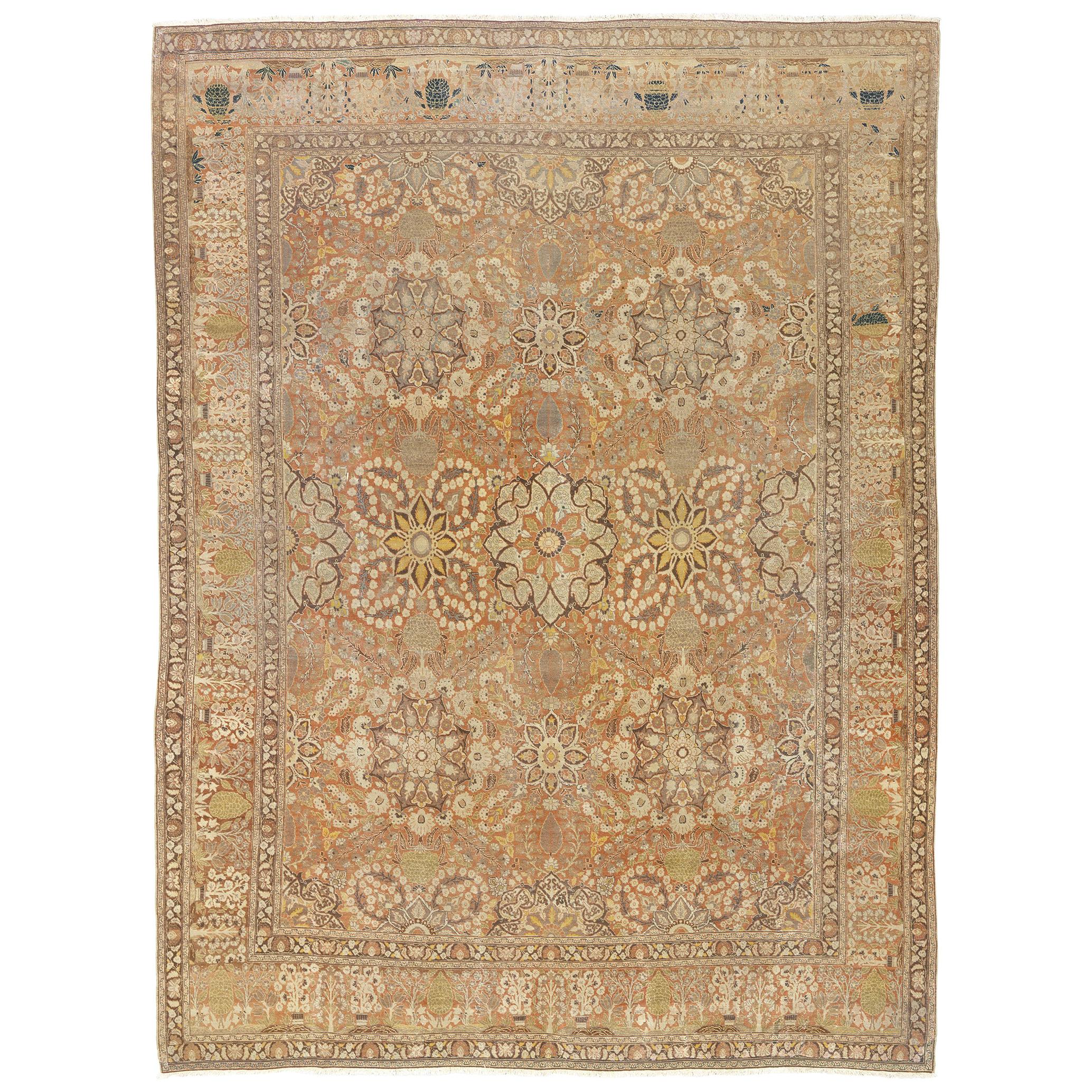 Late 19th Century Persian Tabriz Rug For Sale at 1stDibs