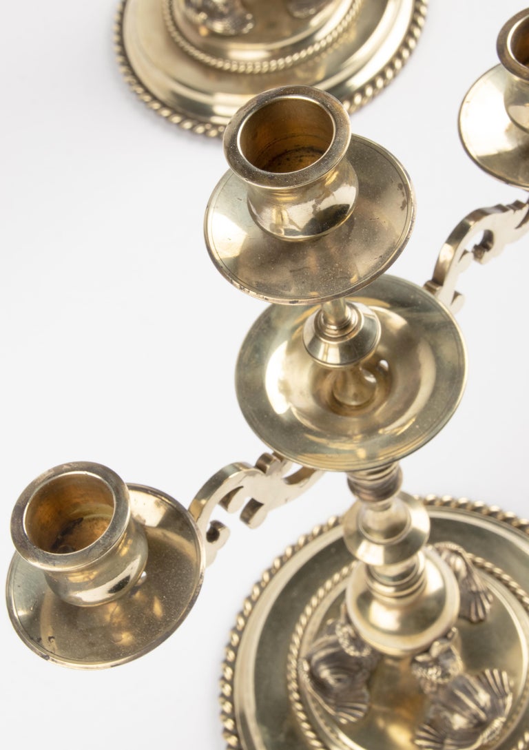 Late 19th Century Renaissance Style Brass Candelabras Dolphins For Sale ...