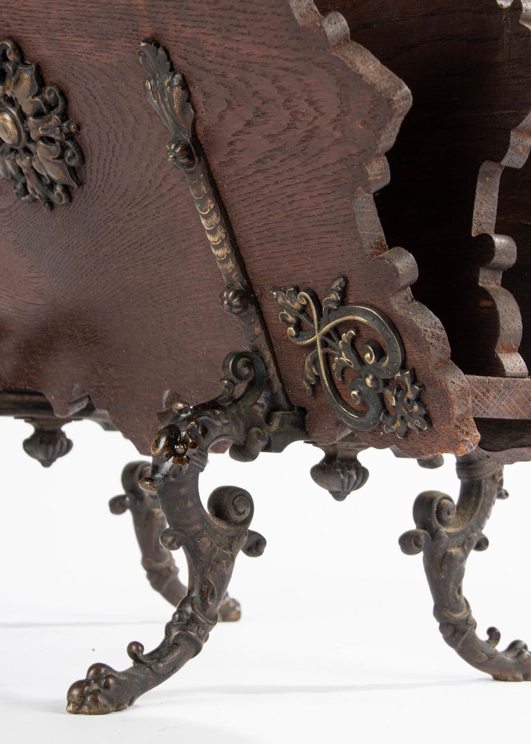 Late 19th Century Renaissance Style Oak Magazine Rack For Sale at 1stDibs