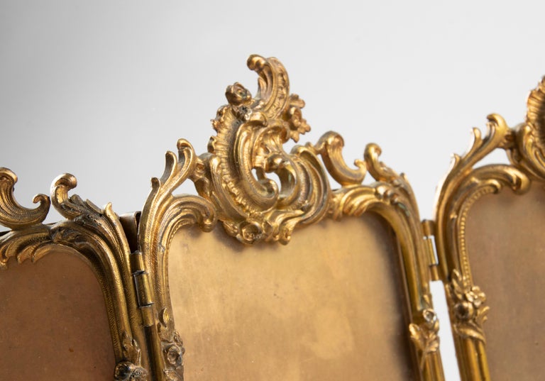 Late 19th Century Rococo Gilt Copper Fourfold Picture Frame at 1stDibs