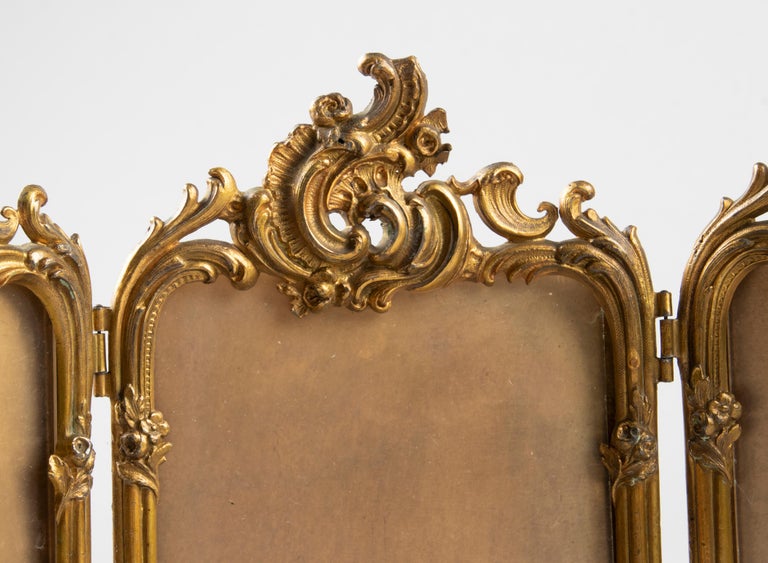 Late 19th Century Rococo Gilt Copper Fourfold Picture Frame at 1stDibs