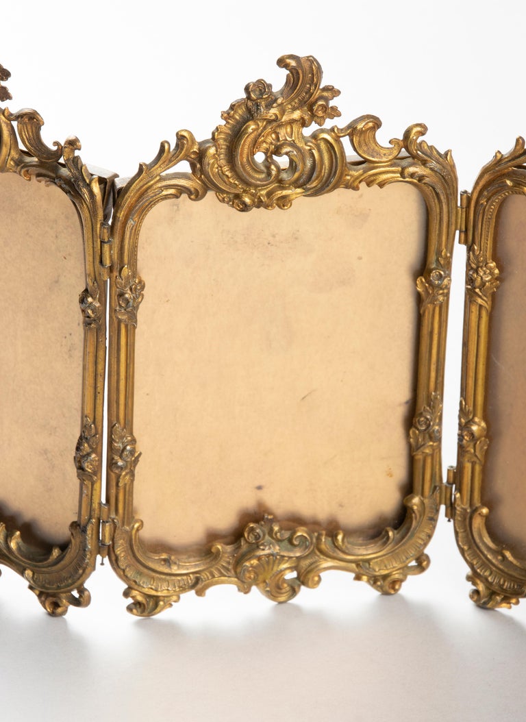 Late 19th Century Rococo Gilt Copper Fourfold Picture Frame at 1stDibs
