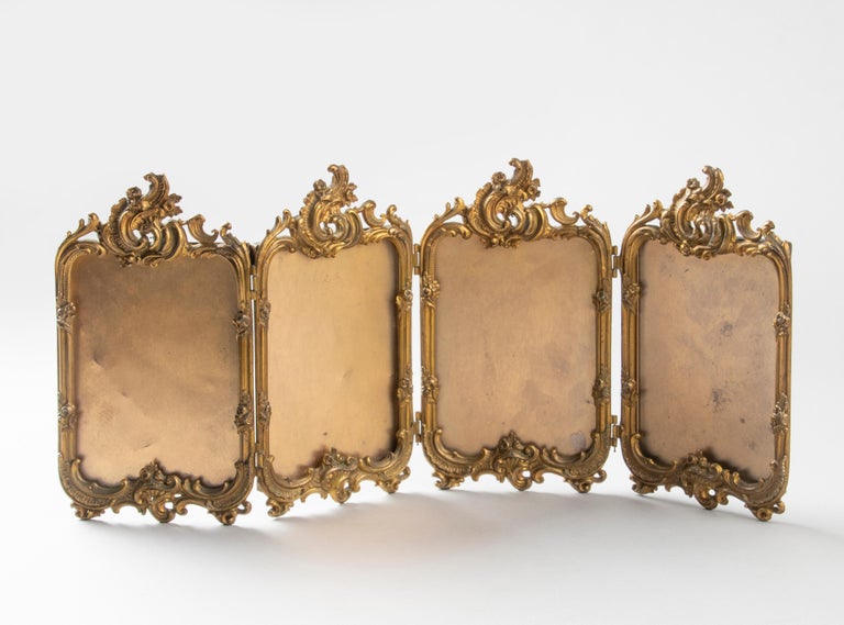 Late 19th Century Rococo Gilt Copper Fourfold Picture Frame at 1stDibs