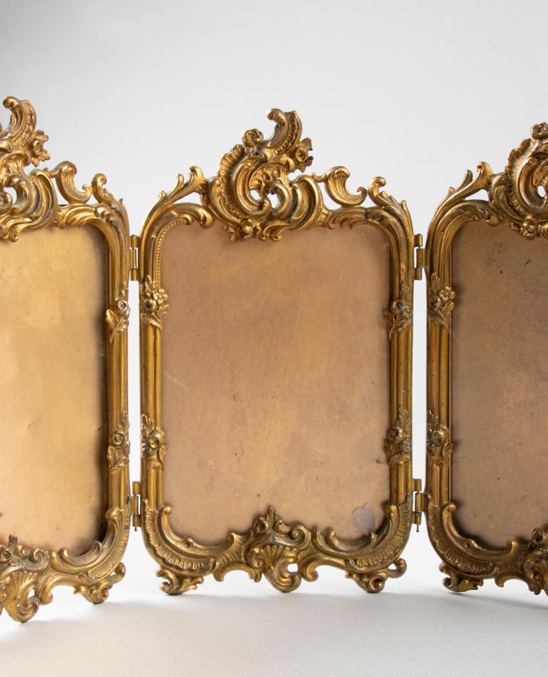 Late 19th Century Rococo Gilt Copper Fourfold Picture Frame at 1stDibs