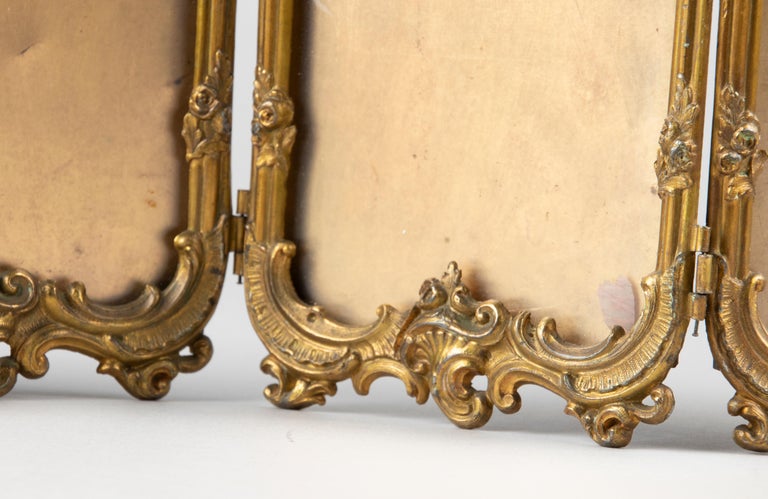 Late 19th Century Rococo Gilt Copper Fourfold Picture Frame at 1stDibs