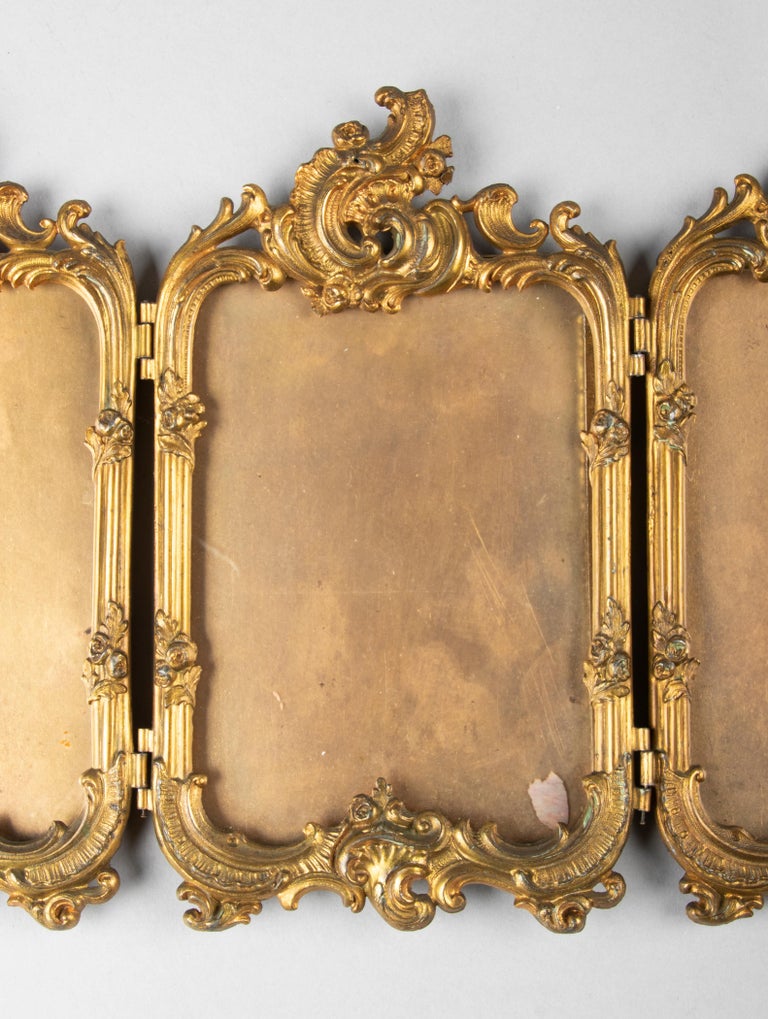 Late 19th Century Rococo Gilt Copper Fourfold Picture Frame at 1stDibs
