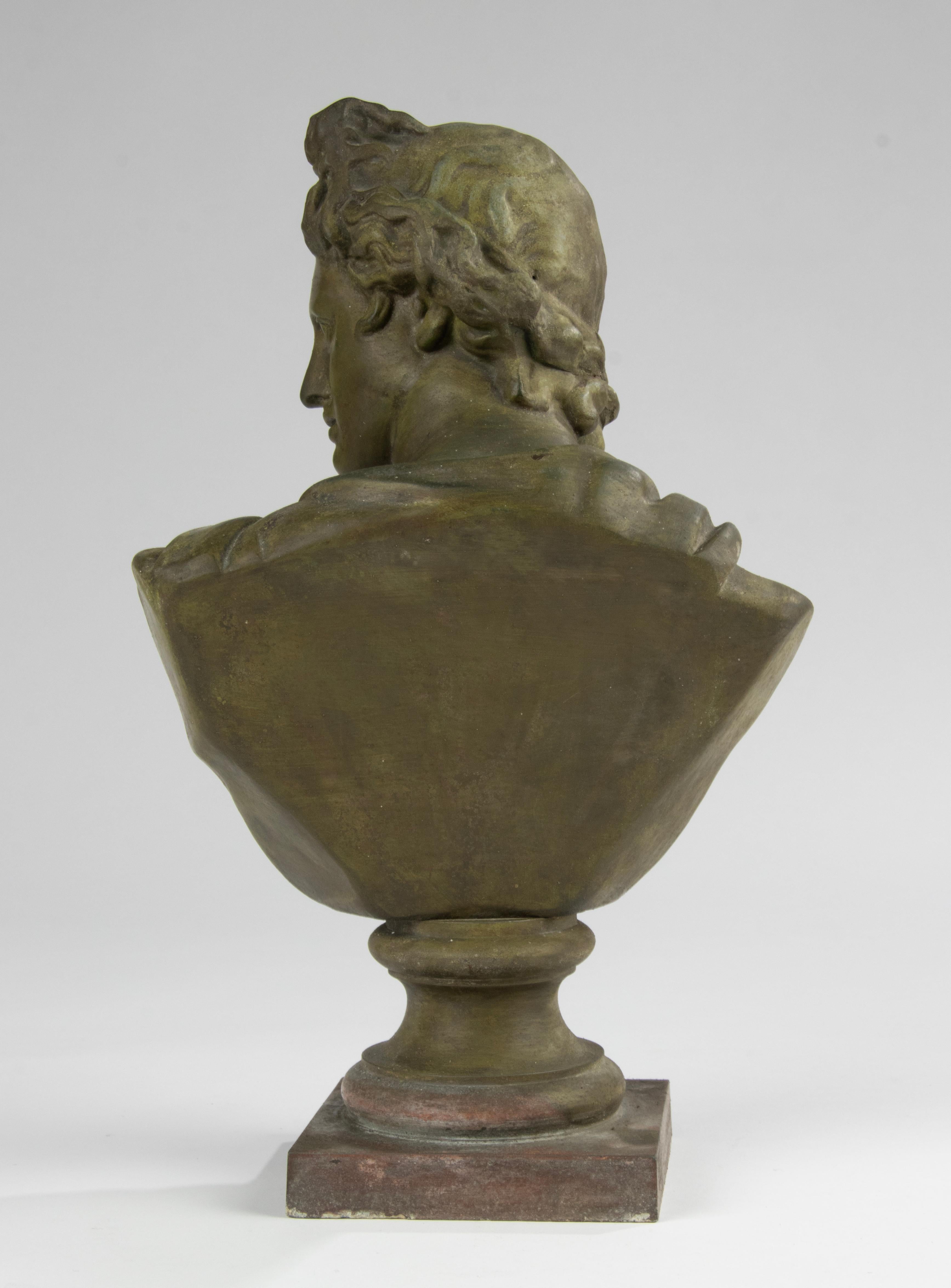 Late 19th Century Roman Green Patinated Spelter Bust of Apollo For Sale ...