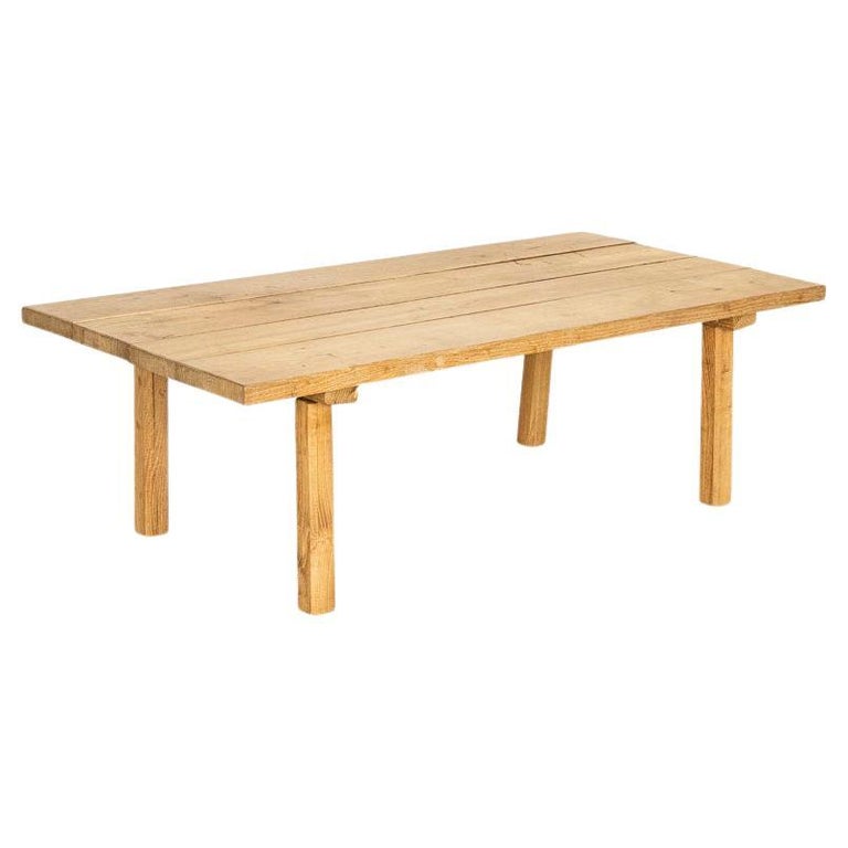 Late 19th Century Rustic Thick Plank Wood Coffee Table from Hungary at ...