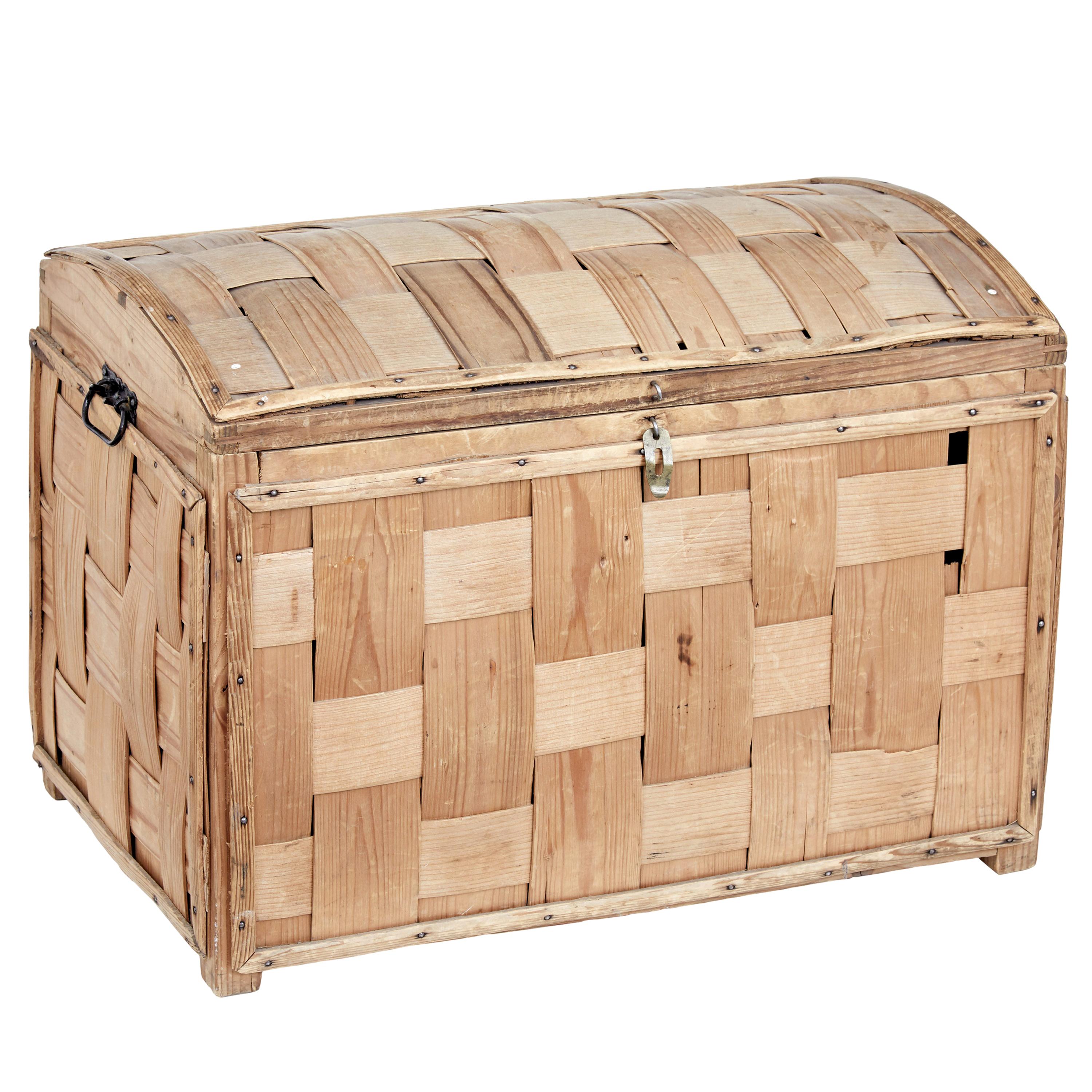 19th Century Victorian Rustic Pine Dome Top Trunk For Sale at 1stDibs