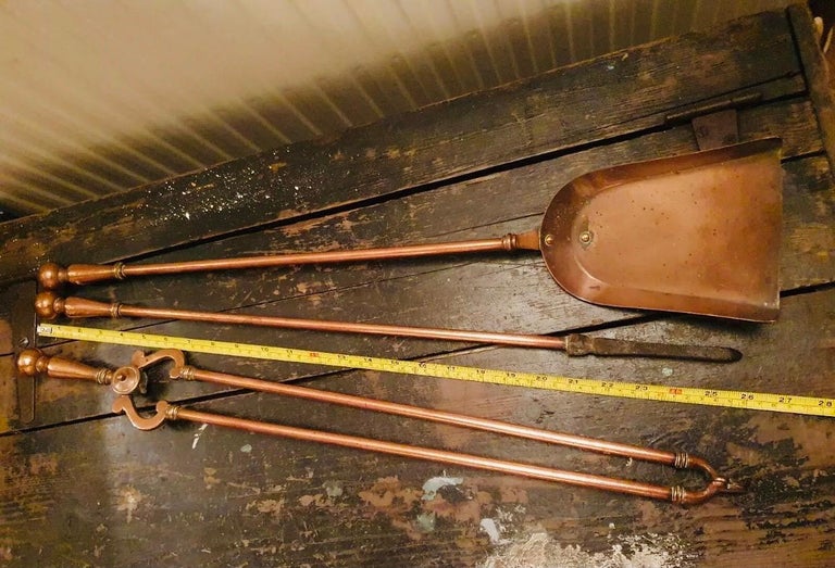 Late 19th Century Set of Bronze Fire Irons Tools For Sale at 1stDibs