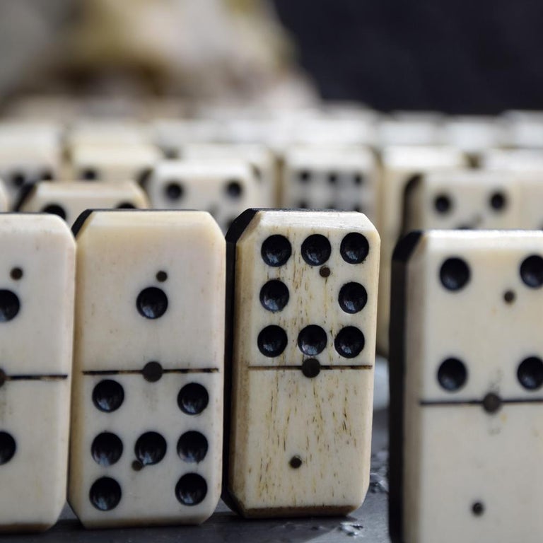 Late 19th Century Set of Ebony and Carved Bone Dominoes at 1stDibs