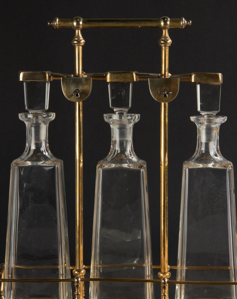 Late 19th Century Tantalus Liquor / Brandy Stand with Crystal Decanters ...