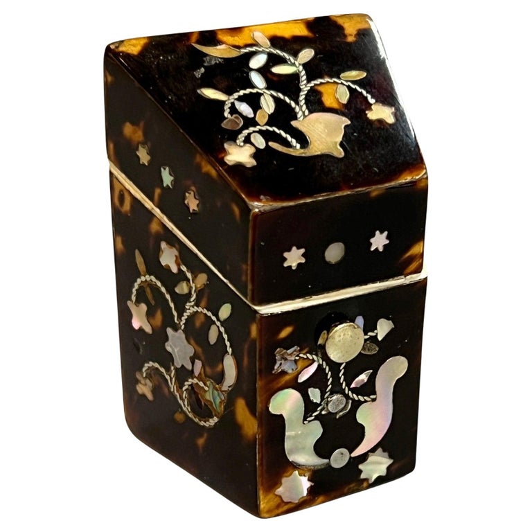 Late 19th Century Tortoise Shell Needle Case with Mother of Pearl Inlay ...