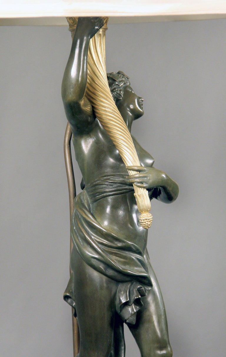 Late 19th Century Two-Tone Bronze Lamp after Clodion For Sale at 1stDibs