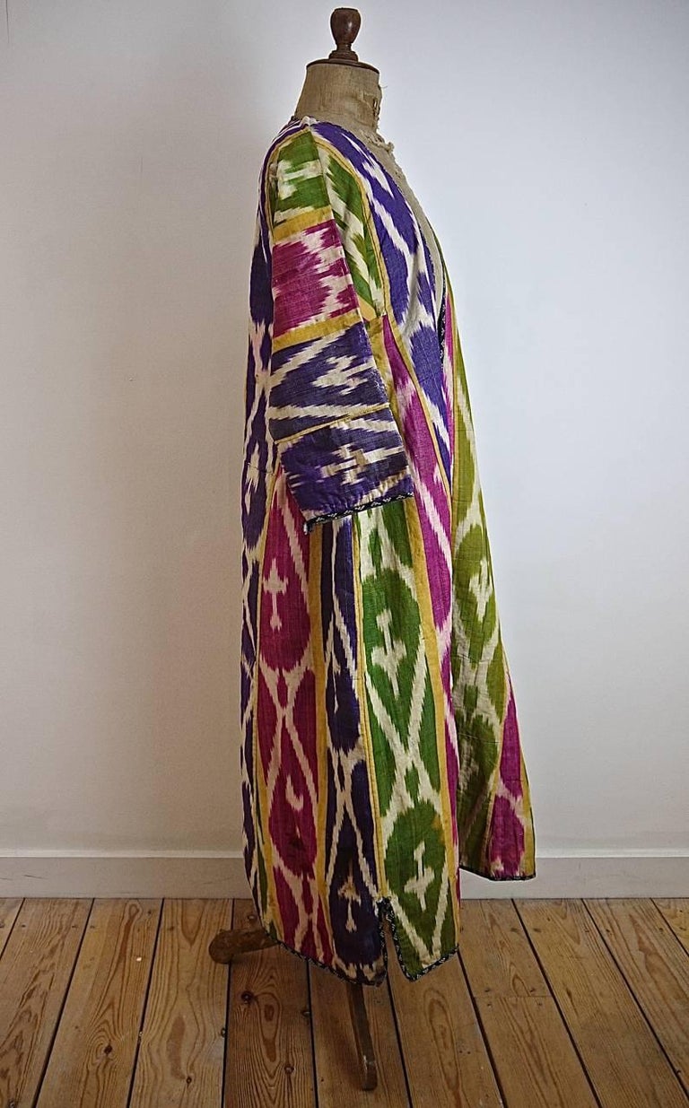 Silk Ikat Uzbekistan Chapan Robe with Russian Cotton Lining at 1stDibs