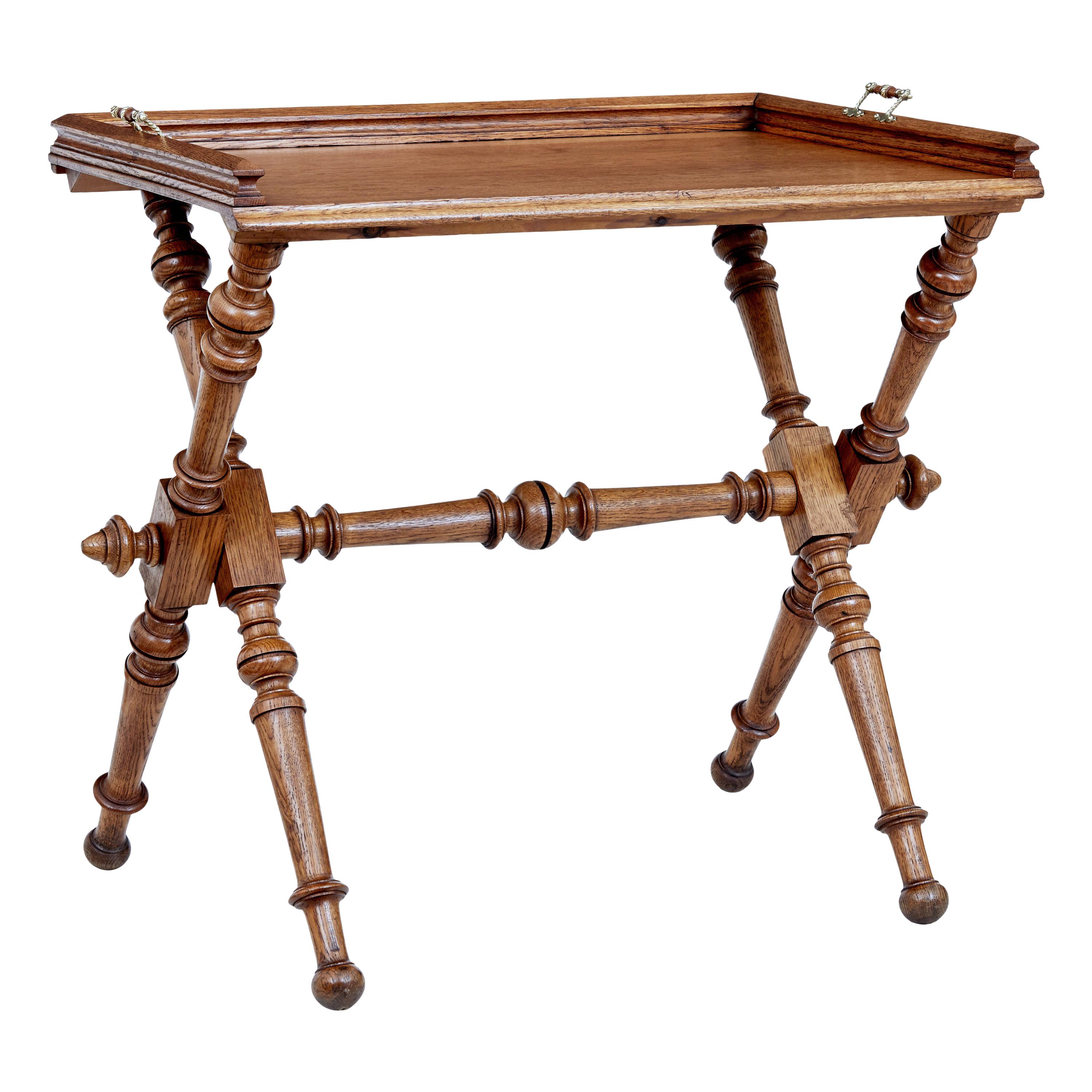 Late 19th Century Victorian Golden Oak Butlers Tray on Stand at 1stDibs