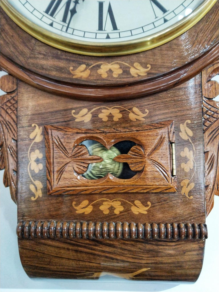Late 19th Century Victorian Inlaid American Wall Clock by New Haven ...