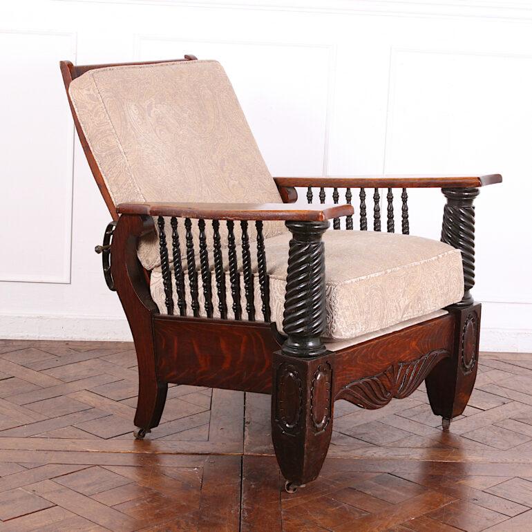 Late 19th Century Victorian Solid Oak Morris Chair Arm Chair at 1stDibs