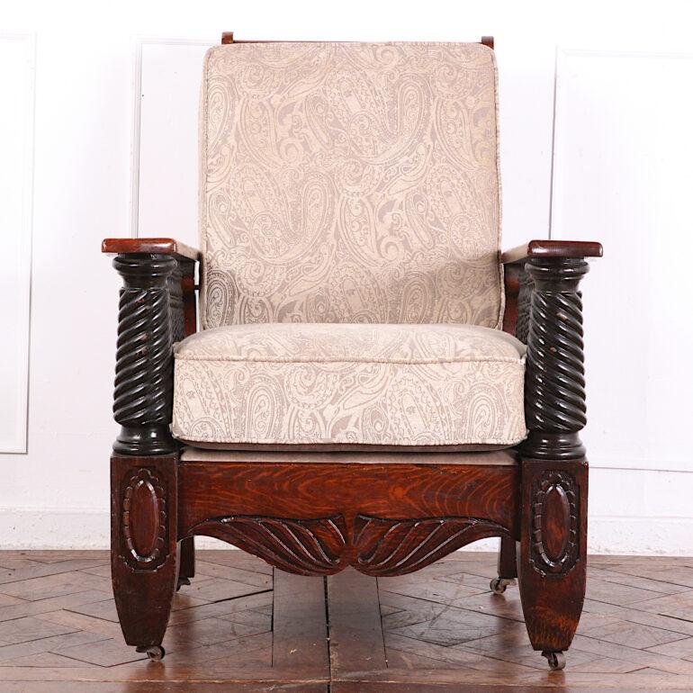 Late 19th Century Victorian Solid Oak Morris Chair Arm Chair at 1stDibs