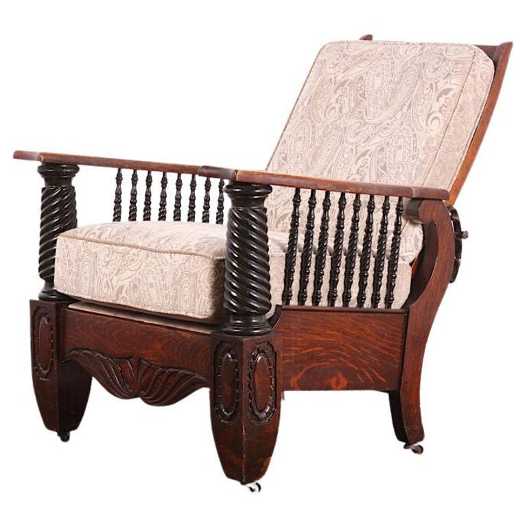 Late 19th Century Victorian Solid Oak Morris Chair Arm Chair at 1stDibs