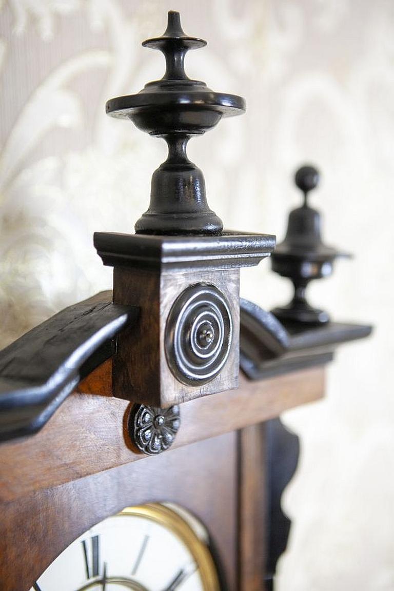 Late-19th Century Wall Clock with Brass Elements in Walnut Case For ...