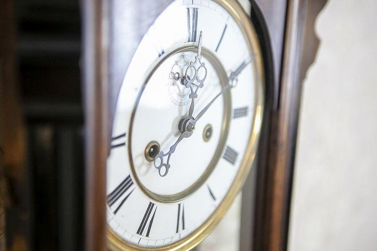 Late-19th Century Wall Clock with Brass Elements in Walnut Case For ...