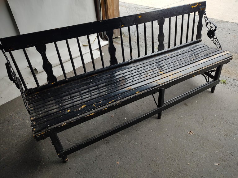 Late 19th Century Wooden Foldup Train Station Bench Seat For Sale at ...