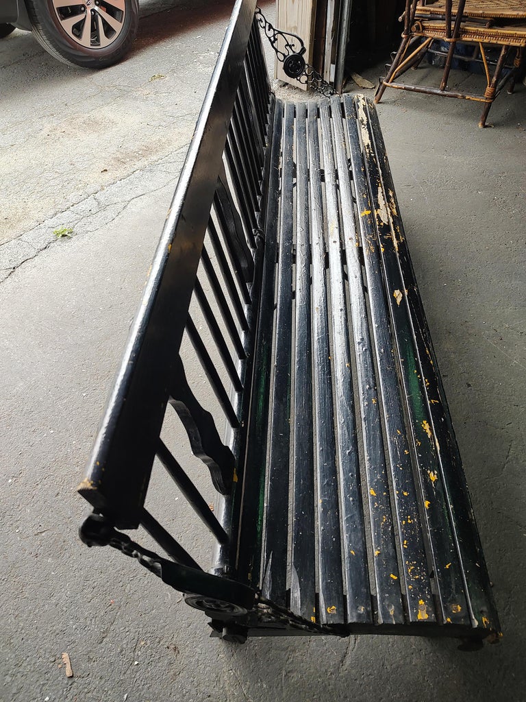 Late 19th Century Wooden Foldup Train Station Bench Seat For Sale at ...