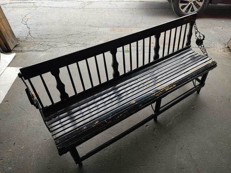 Late 19th Century Wooden Foldup Train Station Bench Seat For Sale at ...