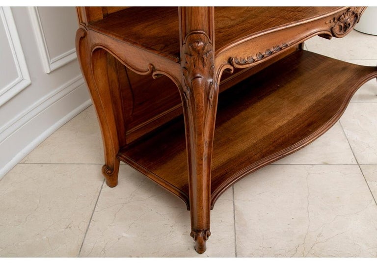 Late 19th-Early 20th C. French Walnut Carved Tiered Marble Top Server ...