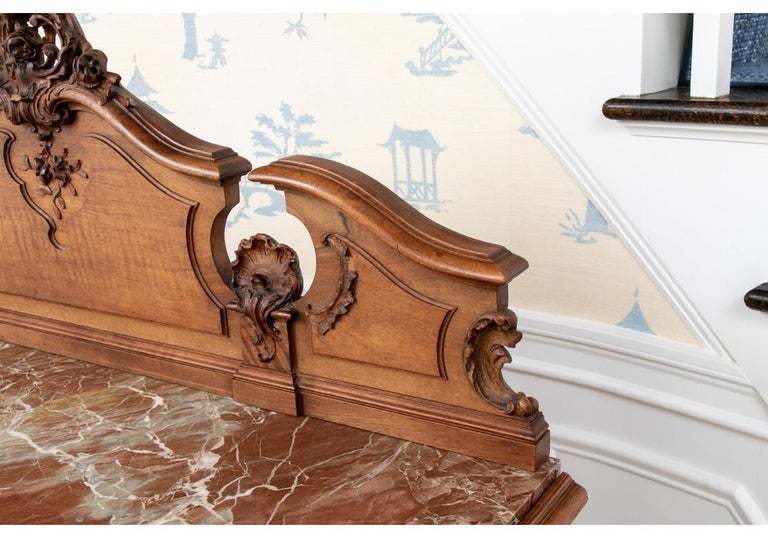 Late 19th-Early 20th C. French Walnut Carved Tiered Marble Top Server ...