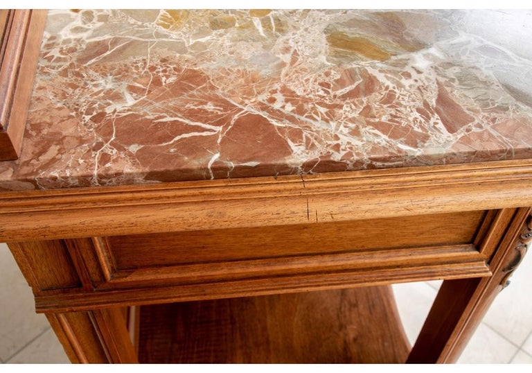 Late 19th-Early 20th C. French Walnut Carved Tiered Marble Top Server ...