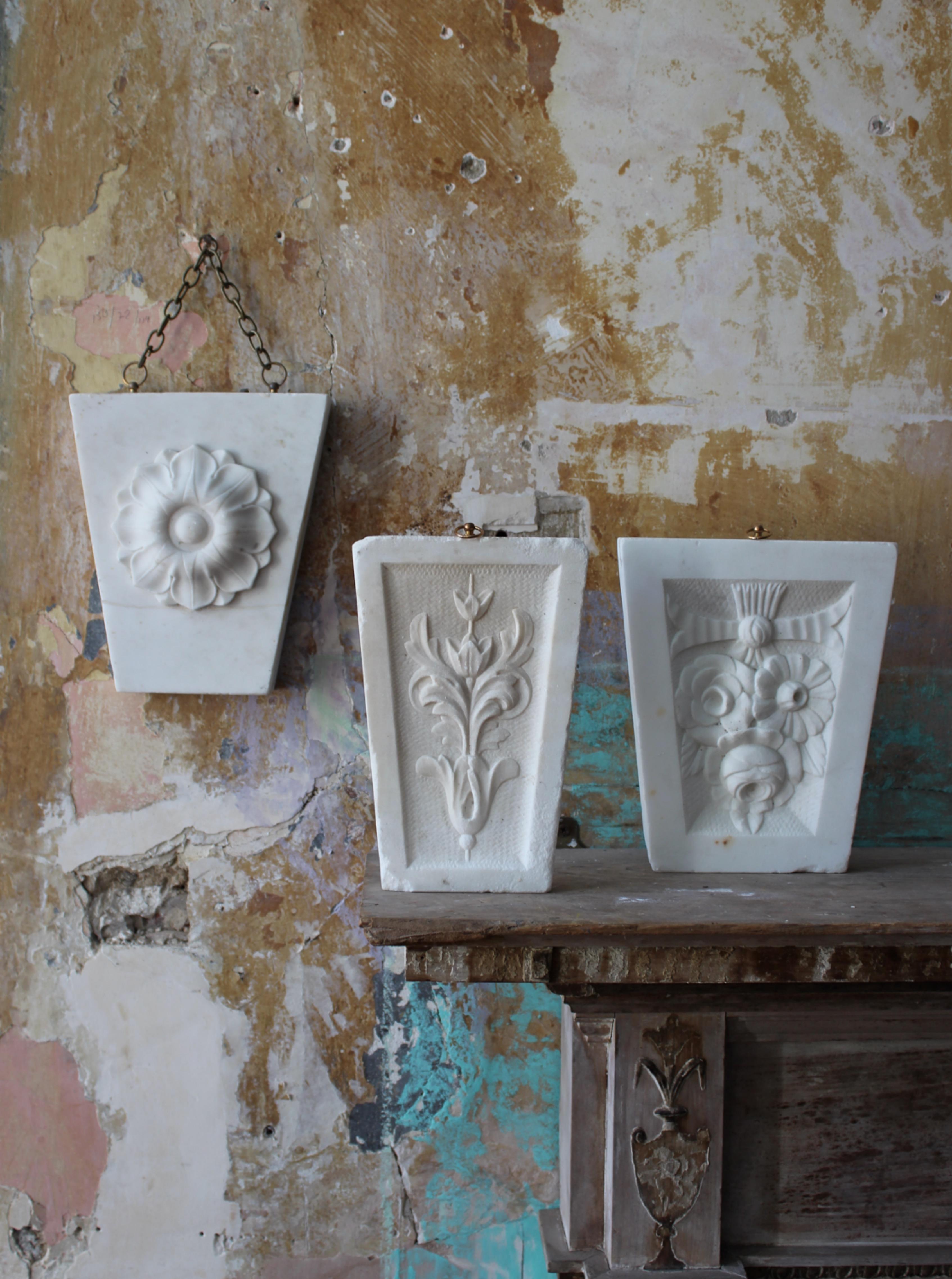 Late 19th and Early 20th C Trio of Marble Architectural Decorative ...