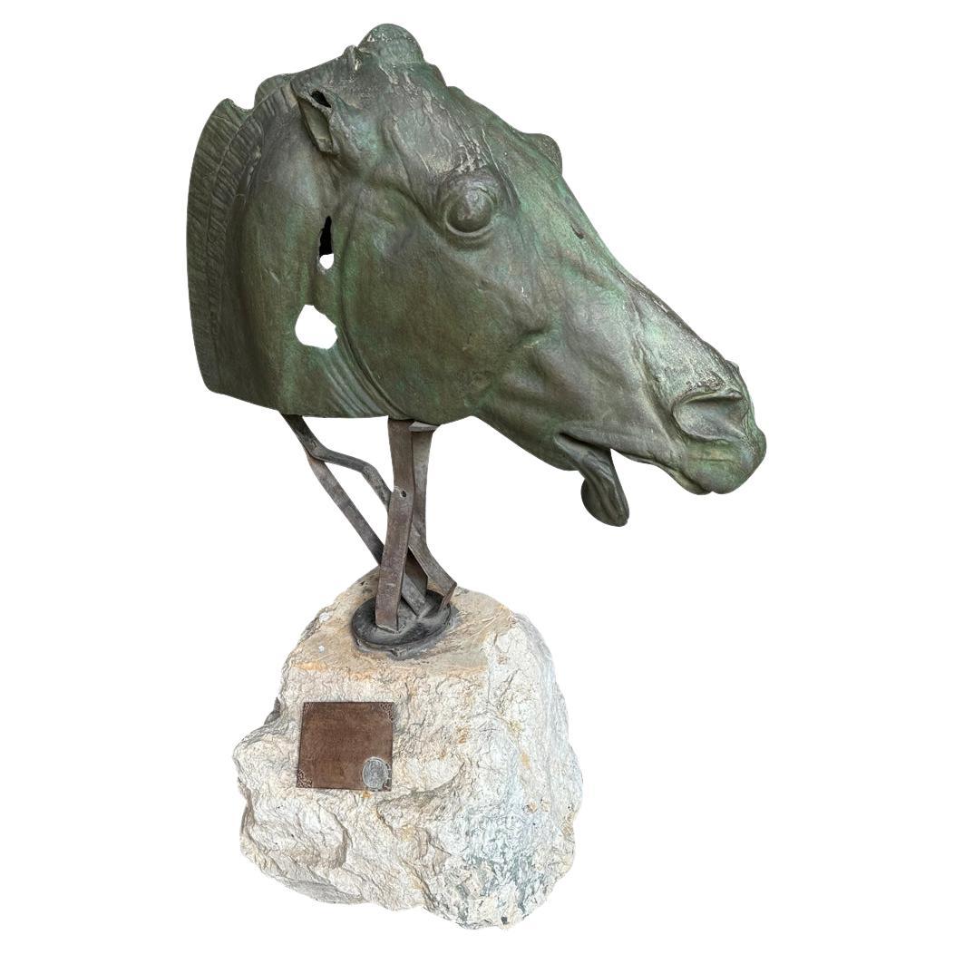Italian Early 20th Century Bronze Horse Sculpture on Rectangular Wooden ...