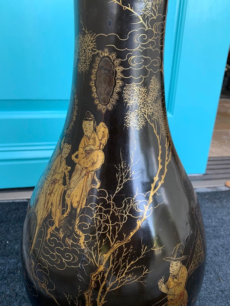 Late 19th-Early 20th Century Chinese Papier Mâché Vase on Stand at 1stDibs