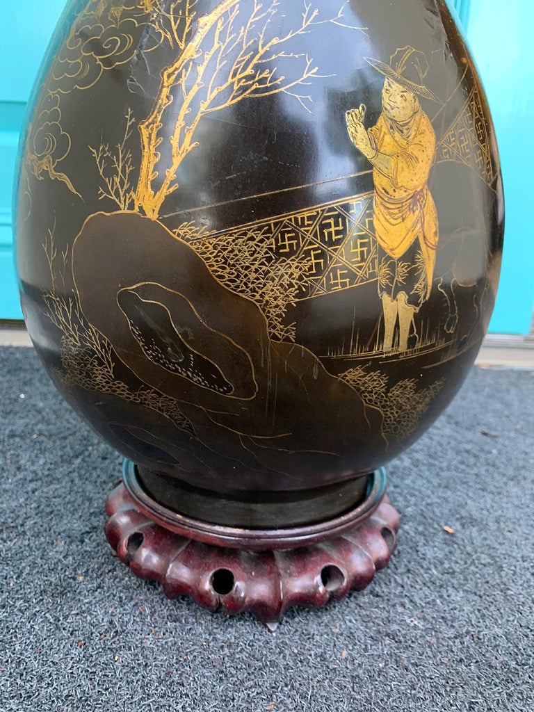 Late 19th-Early 20th Century Chinese Papier Mâché Vase on Stand at 1stDibs