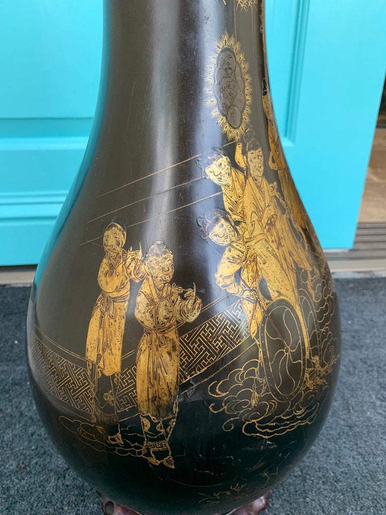 Late 19th-Early 20th Century Chinese Papier Mâché Vase on Stand at 1stDibs