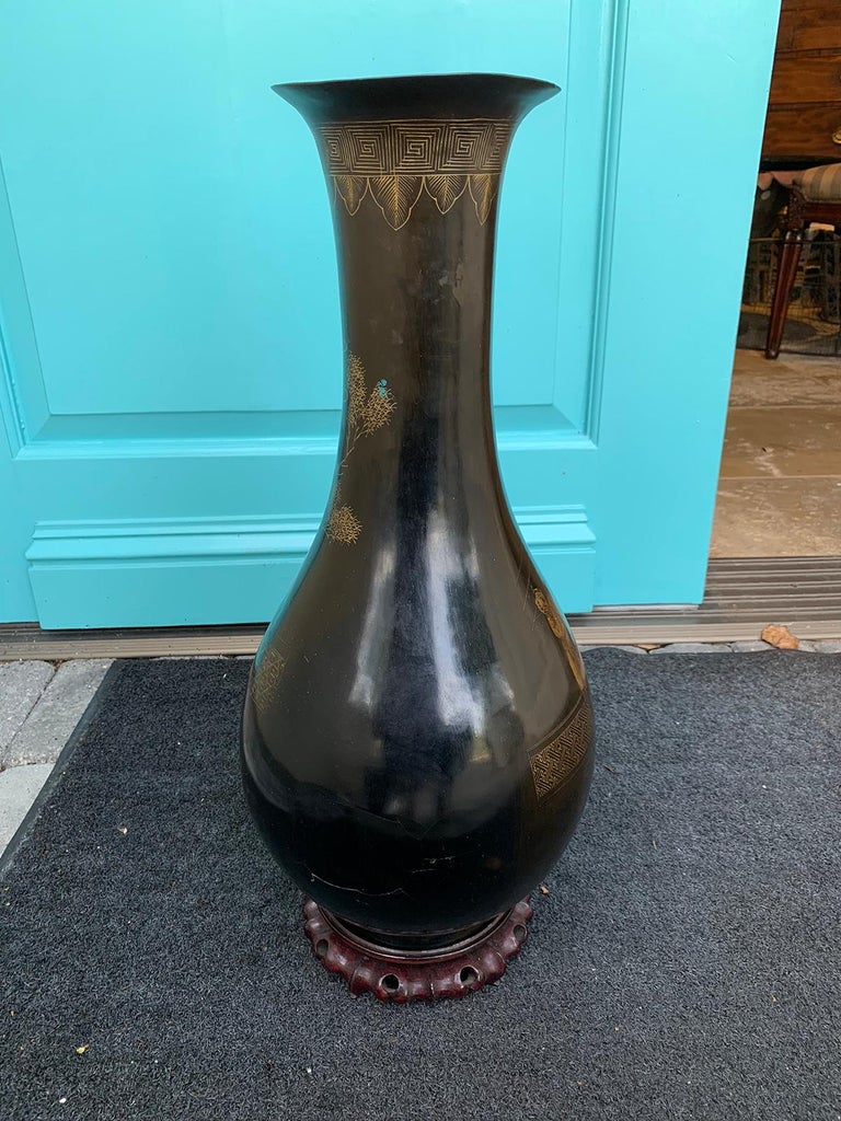 Late 19th-Early 20th Century Chinese Papier Mâché Vase on Stand at 1stDibs