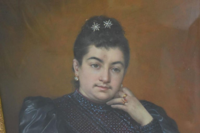 Late 19th Pastel Portrait Young Spanish Woman by Bernard Perot For Sale ...