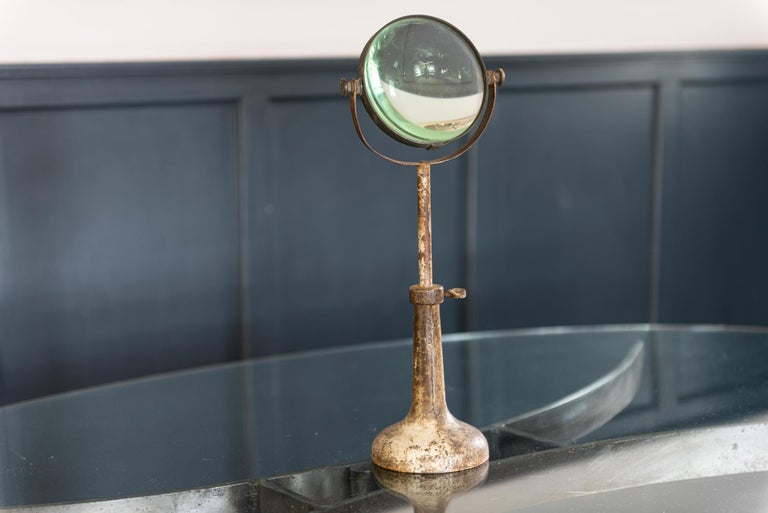 French Laboratory Magnifying Glass on Cast Iron Adjustable Stand at ...