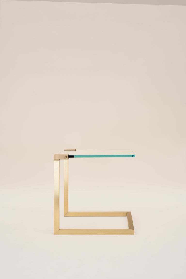 Late 20th Century Casted and Polished Brass 'Wil' T53C Glass Side Table ...