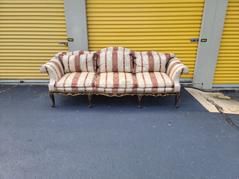 Late 20th-C. French Louis XVI Style Sofa By EJ Victor In Stripe Damask ...