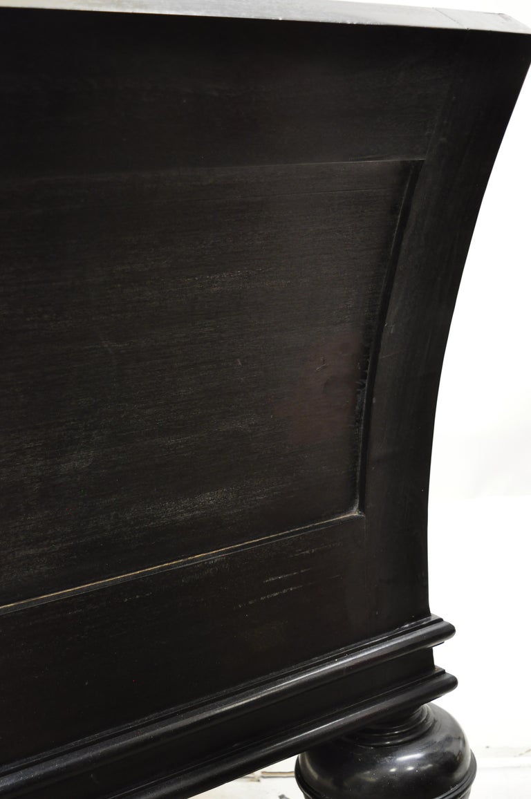 Hollywood Regency Italian Style Large Black Bun Feet Window Bench For ...