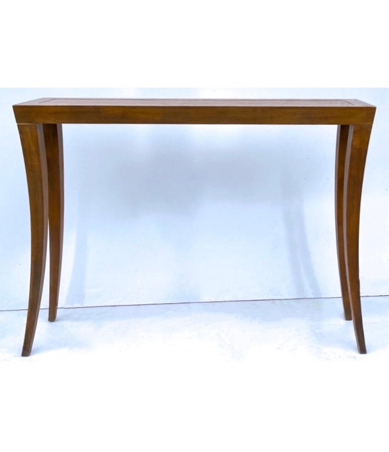 Late 20th-C. Modern Saber Leg Mahogany Console Tables by Hickory Chair ...