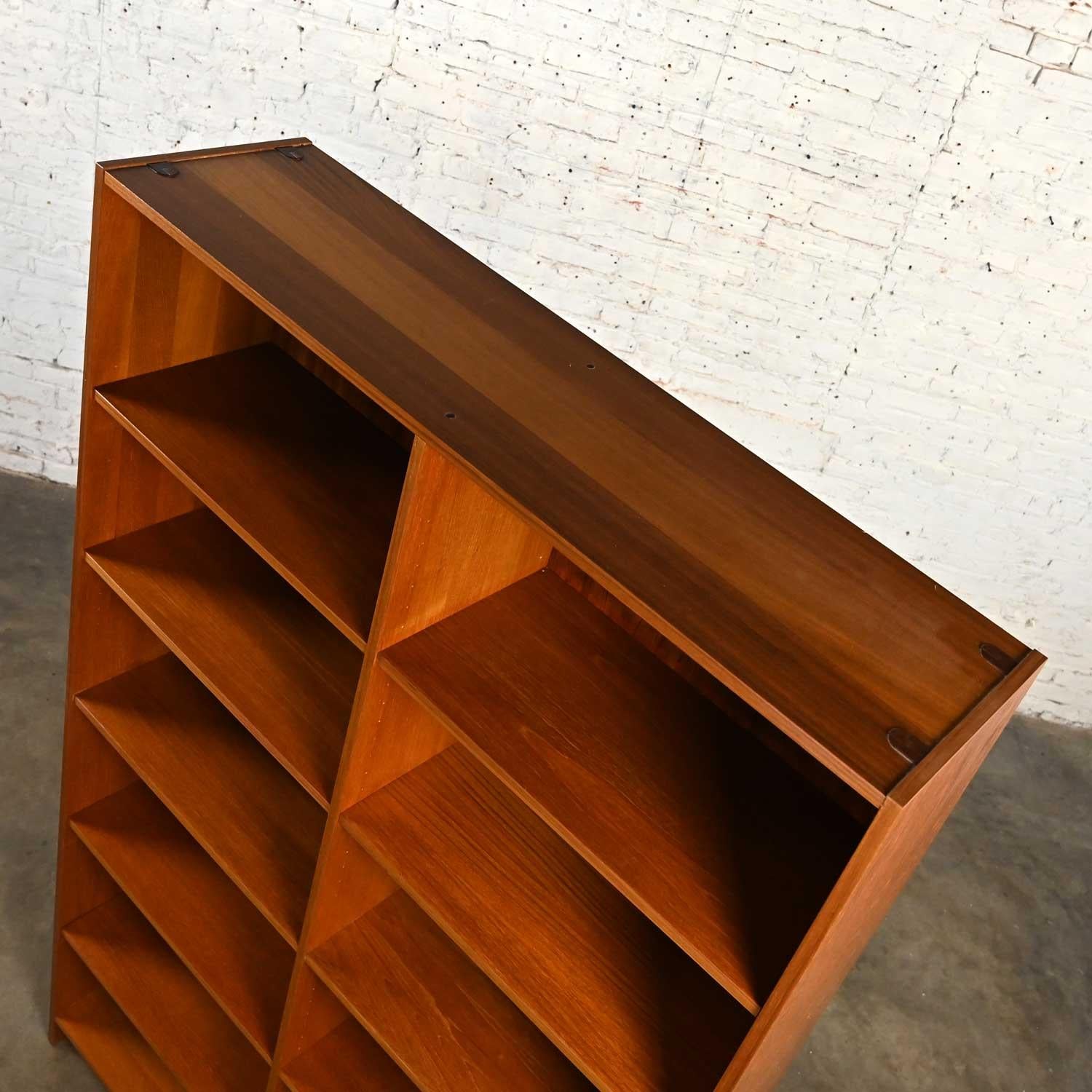 Late 20th Cent Scandinavian Modern Teak Double Wide Bookcase Adjustable ...