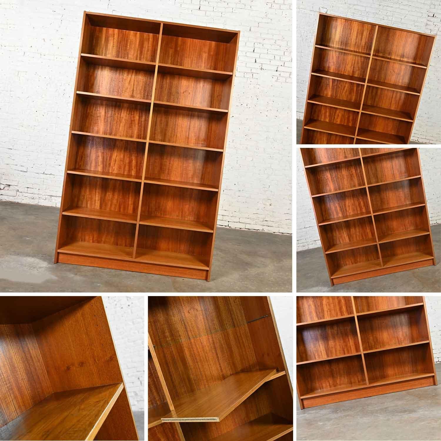 Late 20th Cent Scandinavian Modern Teak Double Wide Bookcase Adjustable ...