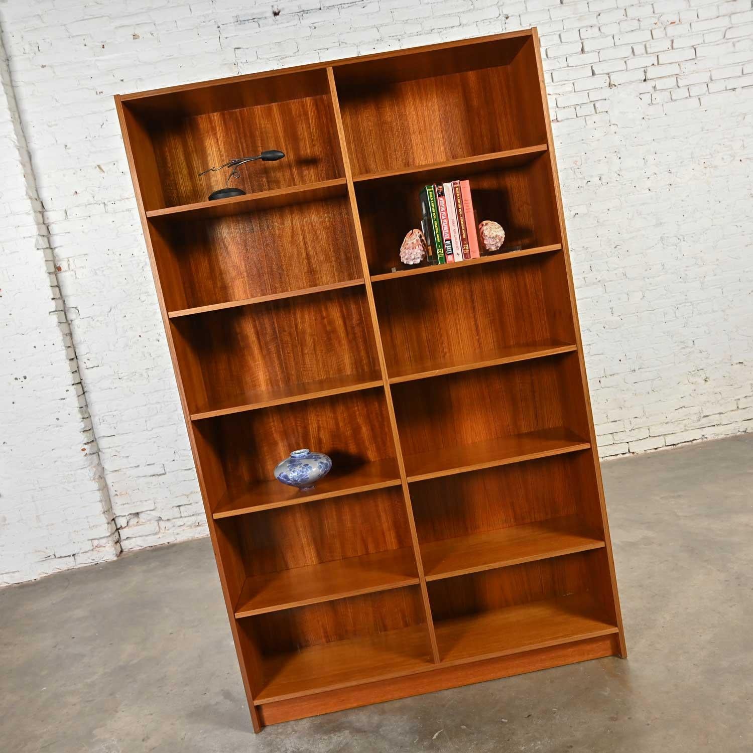 Late 20th Cent Scandinavian Modern Teak Double Wide Bookcase Adjustable ...