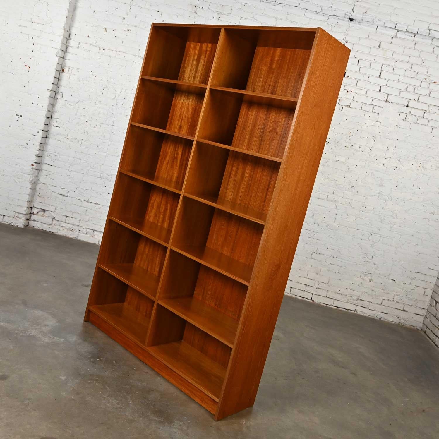 Late 20th Cent Scandinavian Modern Teak Double Wide Bookcase Adjustable ...